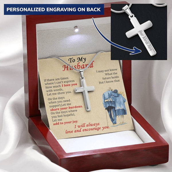 For Husband - Share Your Burdens - Cross Customize Engraved Cross Neck ...