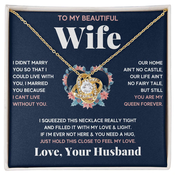 To My Beautiful Wife Squeeze Love Knot Necklace Gift Set Love Knot Nec ...