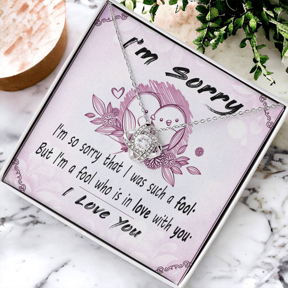I'm Sorry Message Card Necklace For Wife Apology Gift F Love Knot Neck ...