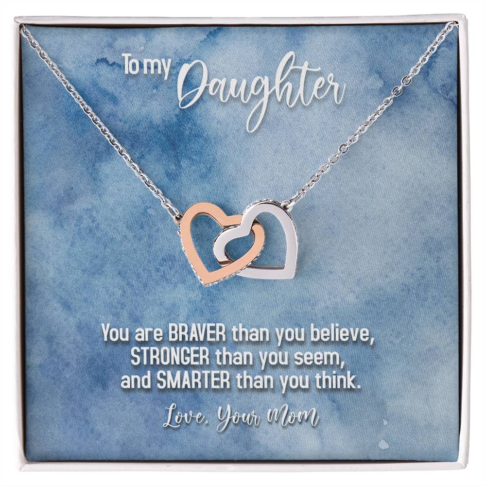 Daughter Braver Stronger Smarter Interlocking Hearts Necklace ...